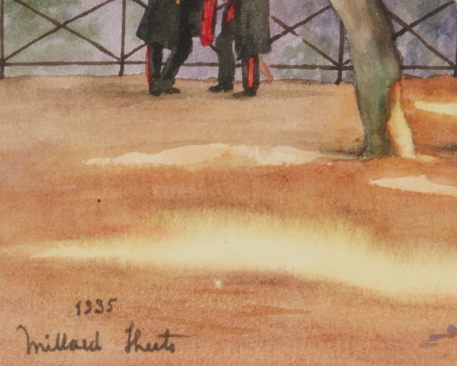 Millard Sheets | Park with figures (1935) | MutualArt