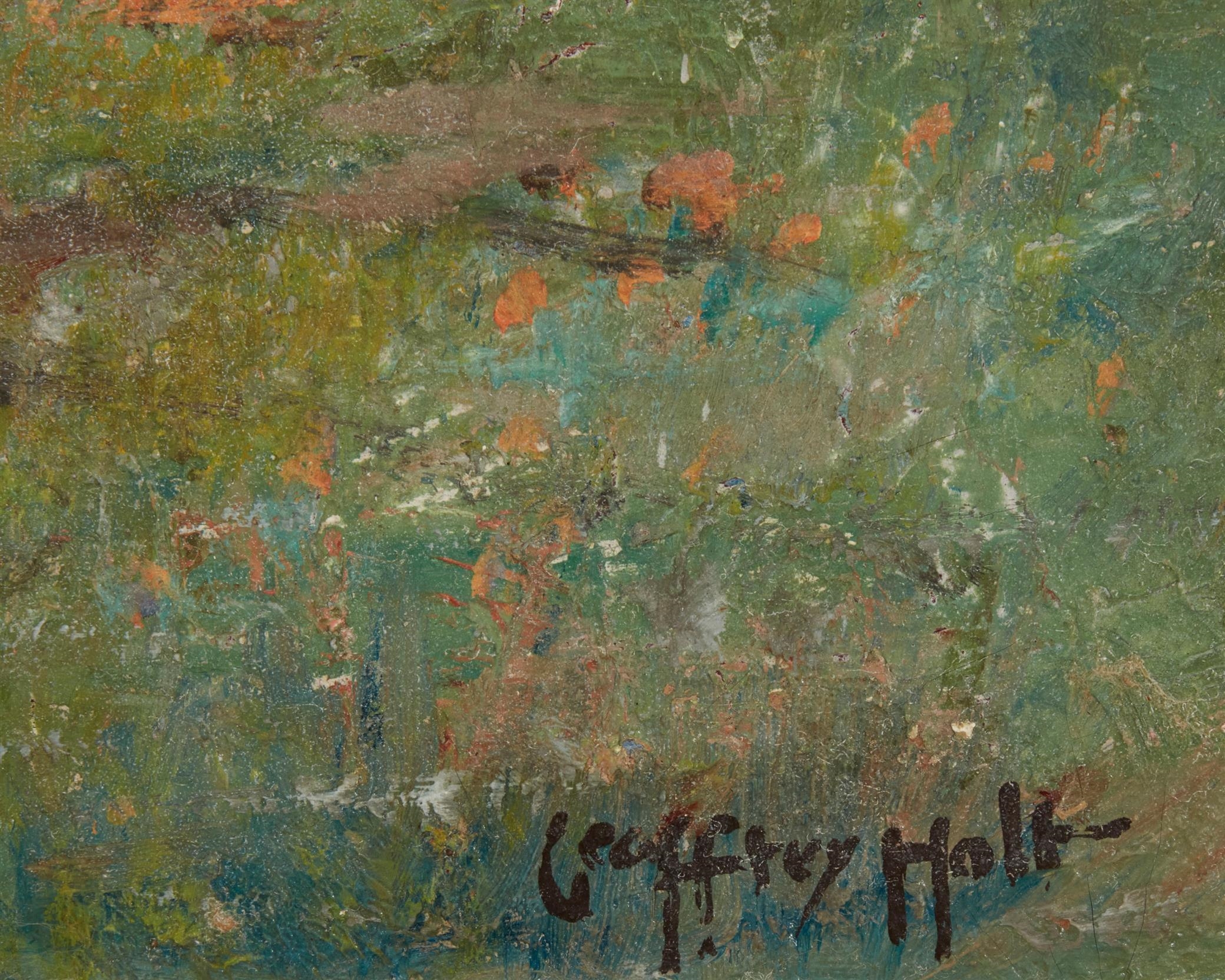 Geoffrey Holt | Wildflower landscape with eucalyptus trees | MutualArt