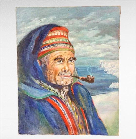 Lillian Parsons | Portrait of a Lapp man with pipe and traditional ...