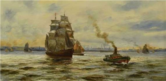 A. Turner | Steam Tug Pulling a Two Masted Ship | MutualArt