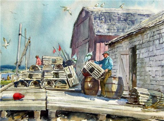 Henry John Simpkins | Sorting the Lobster Pots | MutualArt