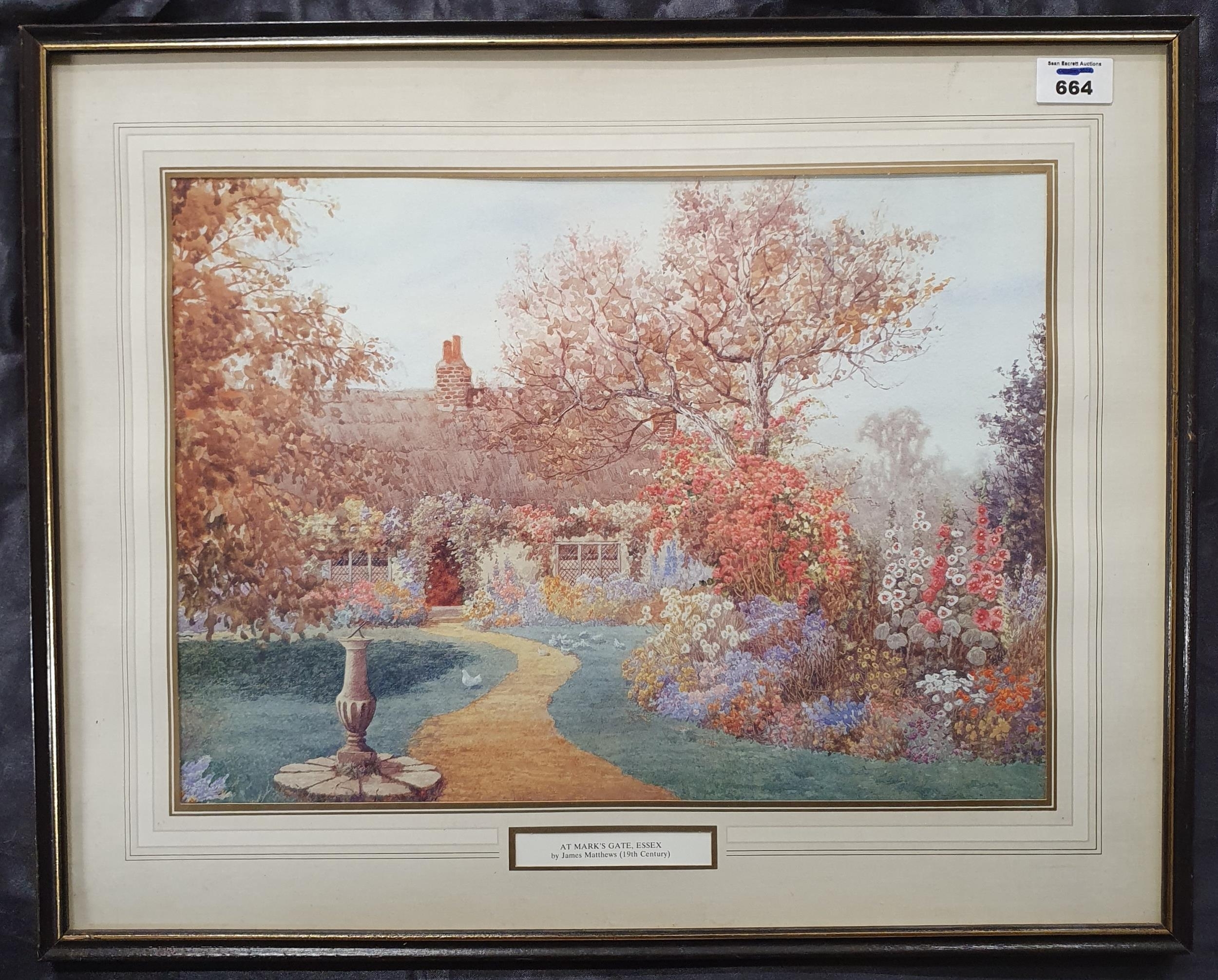 James Matthews | A Print of a country cottage garden after James ...