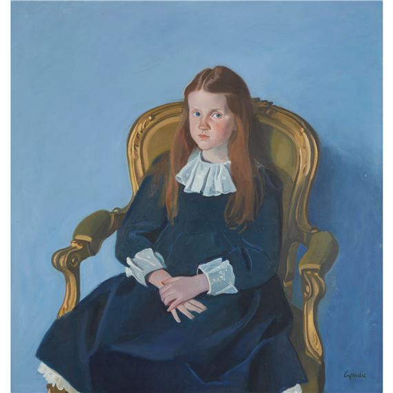 Alexander Goudie | PORTRAIT OF A GIRL IN A GOLD CHAIR | MutualArt