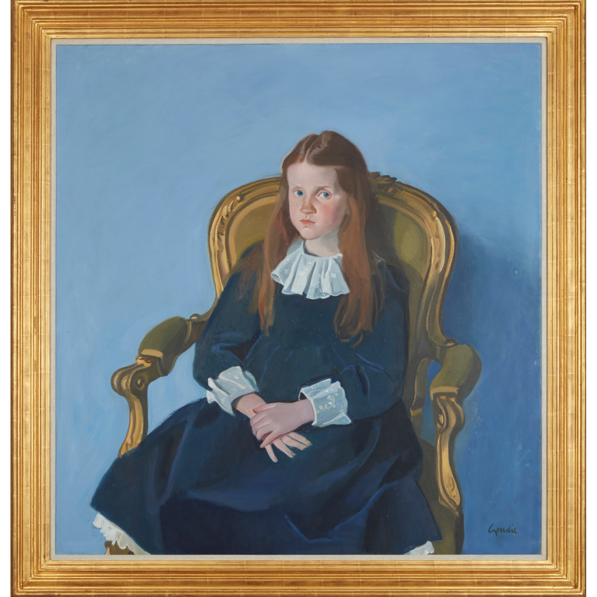 Alexander Goudie | PORTRAIT OF A GIRL IN A GOLD CHAIR | MutualArt