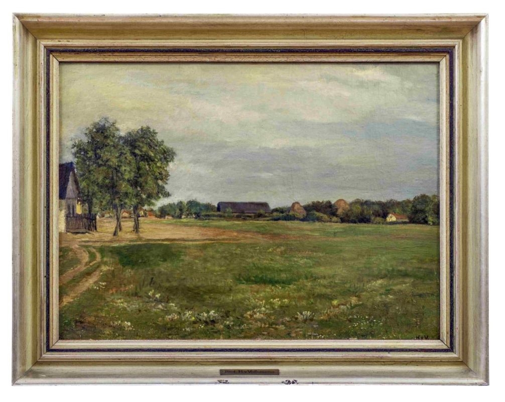 Hans Richard von Volkmann | Summer landscape with a view of a village ...