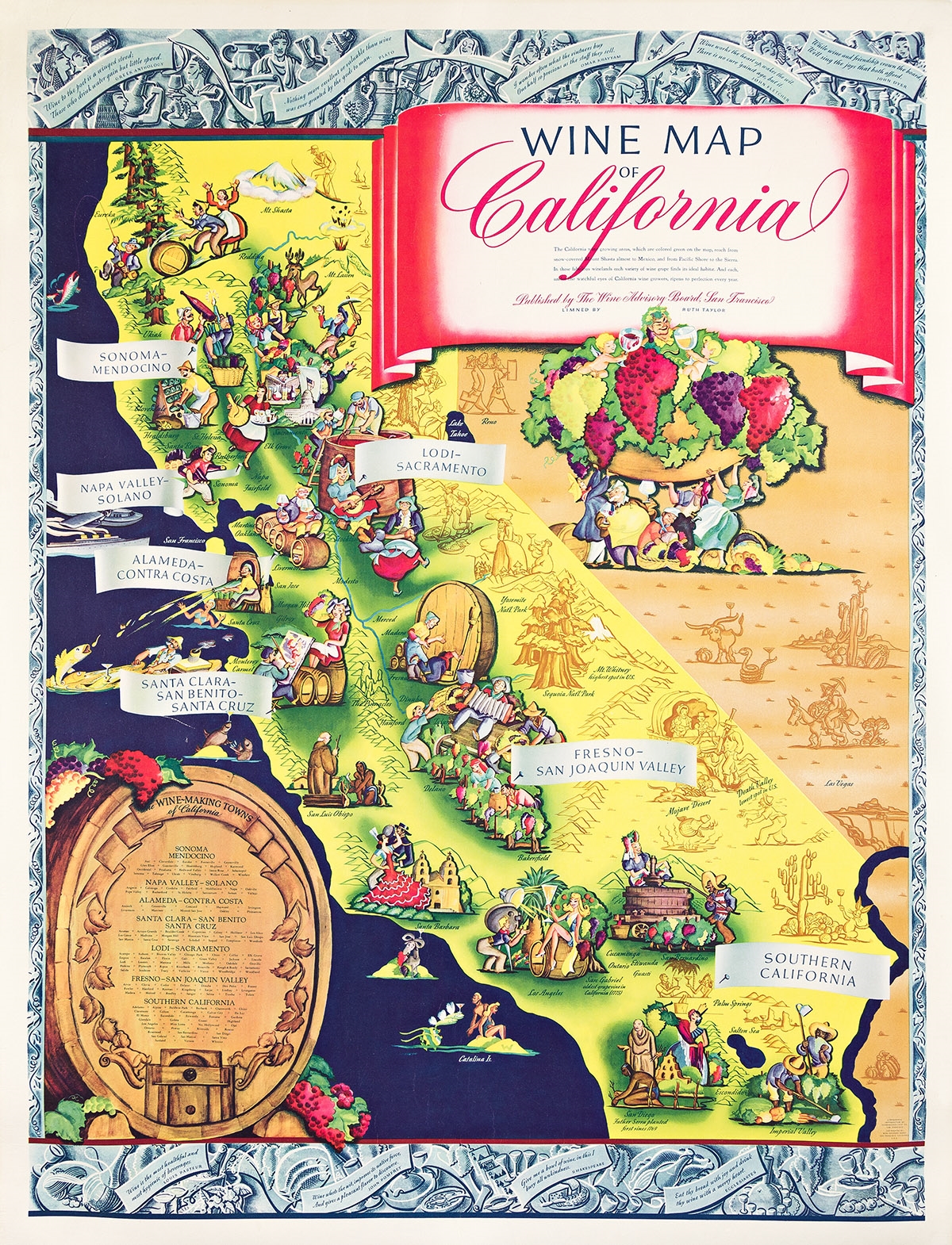 Ruth Taylor White | WINE MAP OF CALIFORNIA. | MutualArt