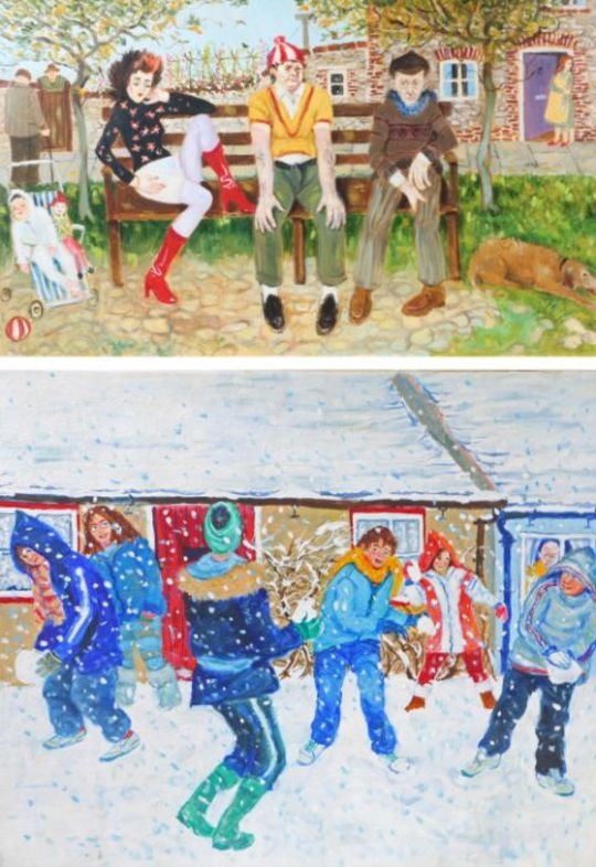 John Digby | Park Bench & Snowball Fight | MutualArt