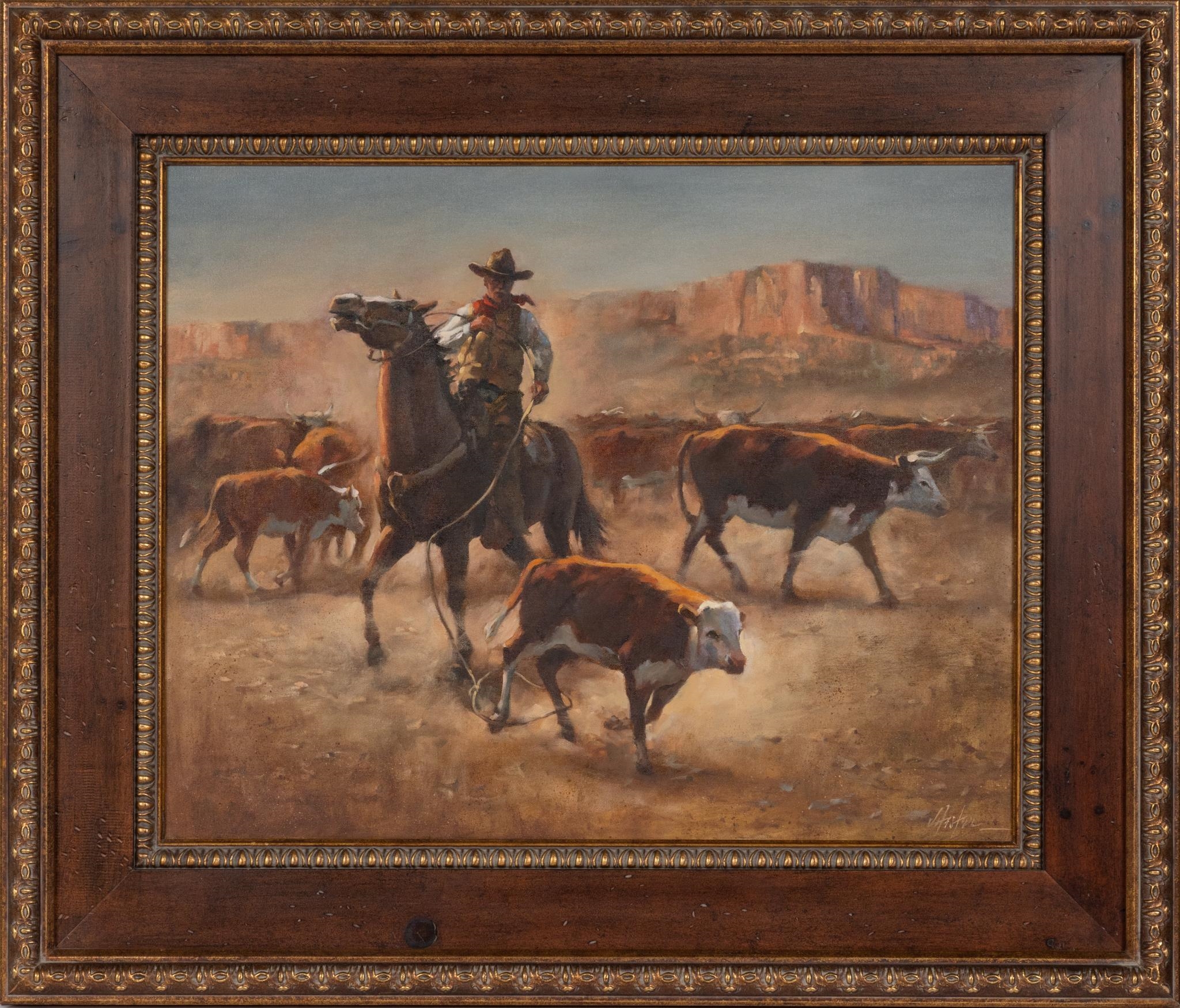 Jay Hester | Cowboy Roping Calves | MutualArt