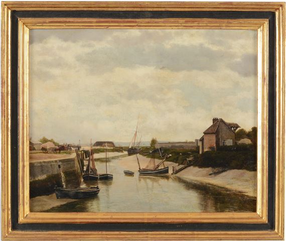 Maurice Courant | French canal landscape (1869) | MutualArt