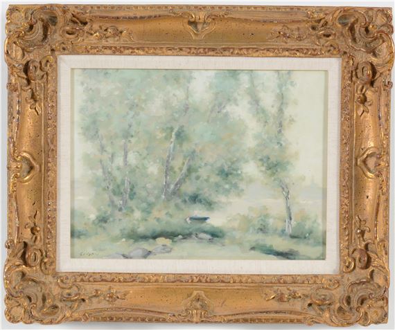 André Gisson | Figures in boat at river edge | MutualArt