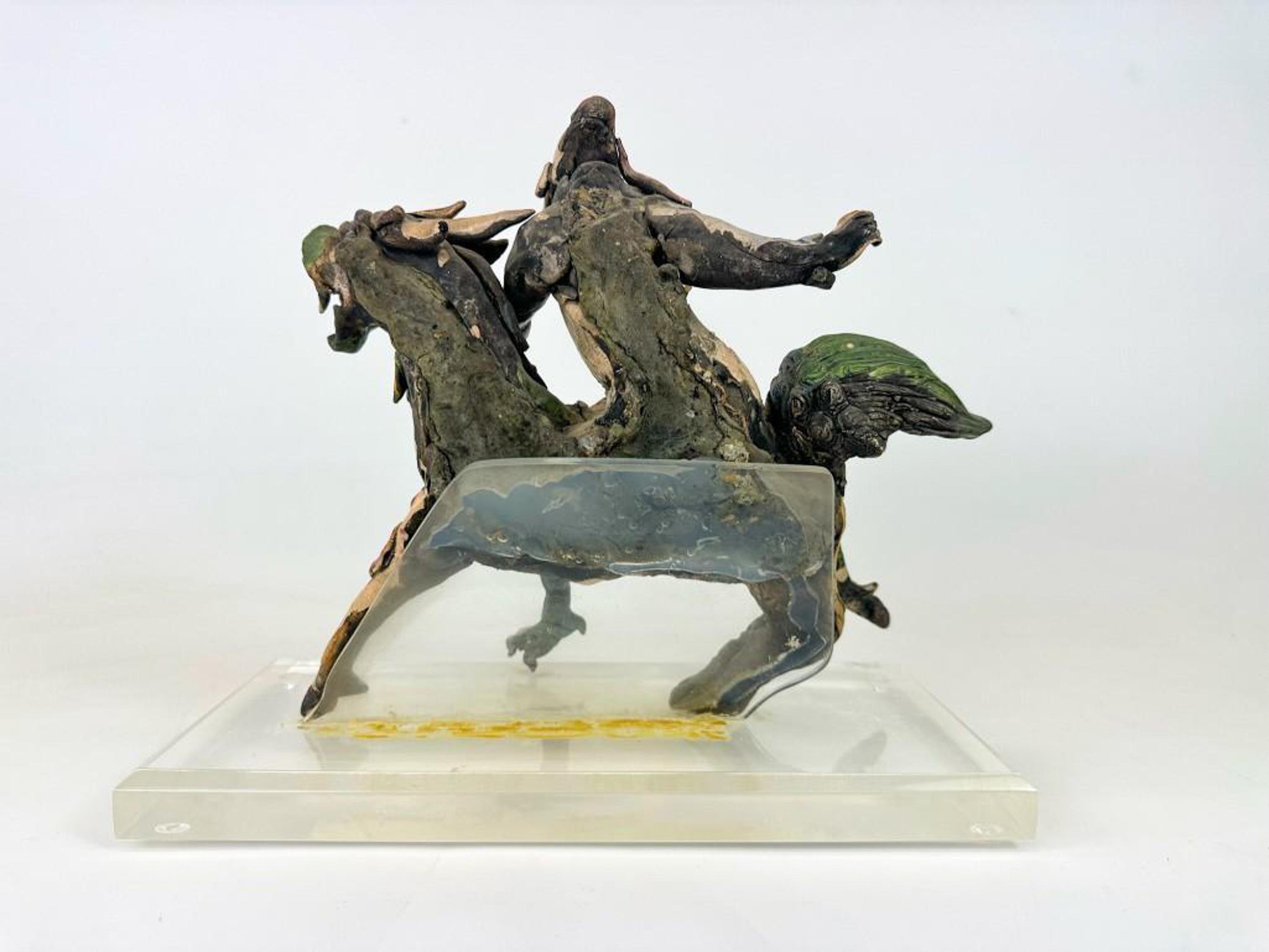 Chinese School | Chinese Roof Tile Man on Dragon | MutualArt