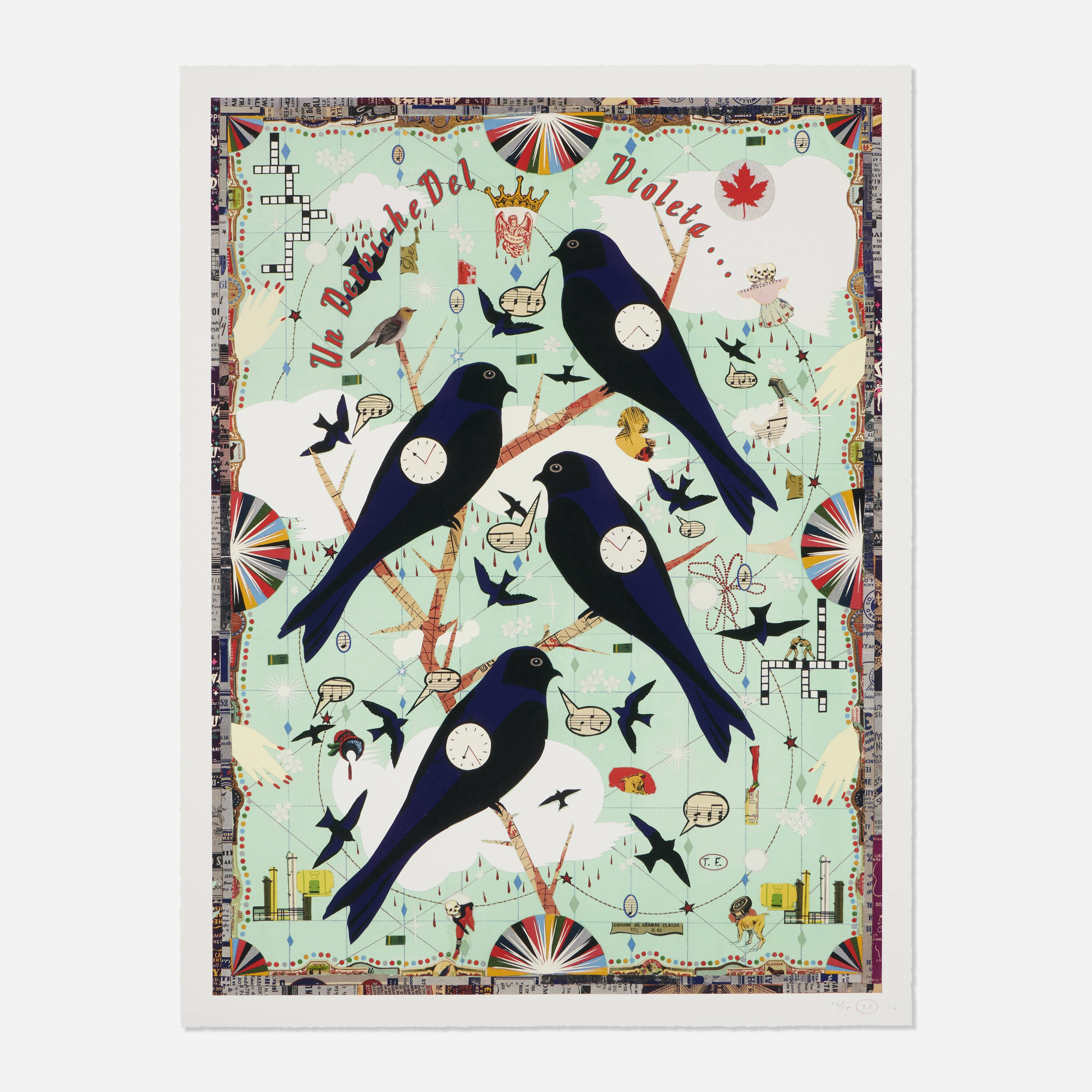 Tony Fitzpatrick | Winter Martins (A Dervish of Violet) (2016) | MutualArt