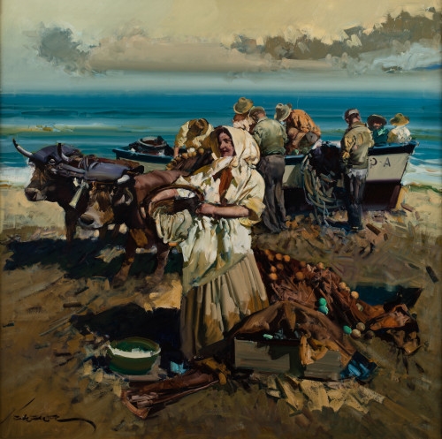 Eustaquio Segrelles | Bueyes en la playa. Valencia | MutualArt
