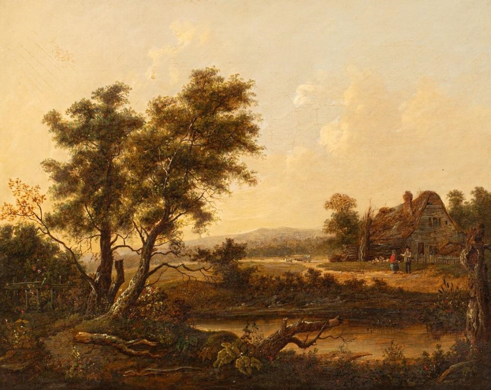 Charles Morris | Landscape with figures outside a cottage (1864 ...