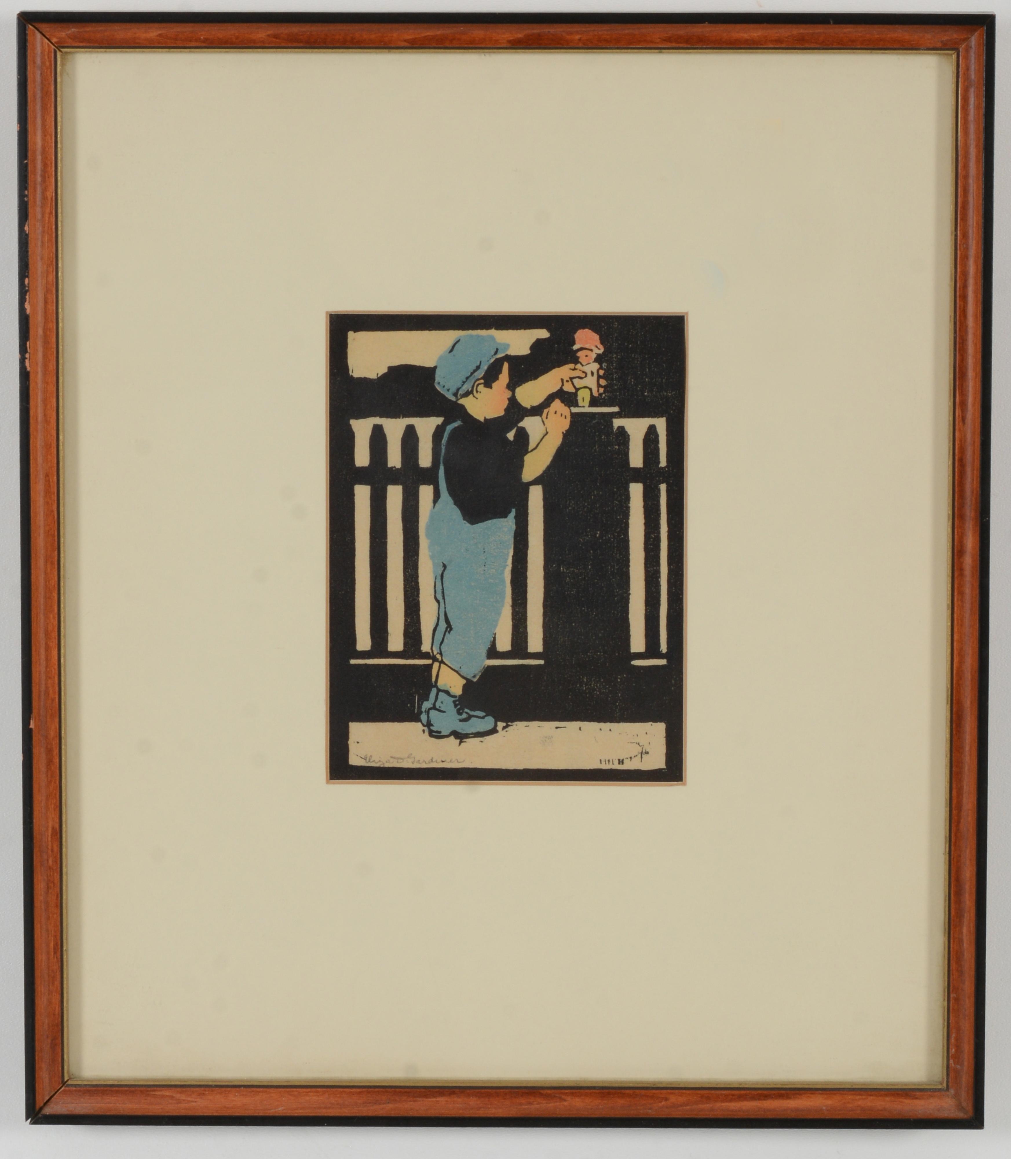 Eliza Draper Gardiner | Boy with toy soldier at fence | MutualArt