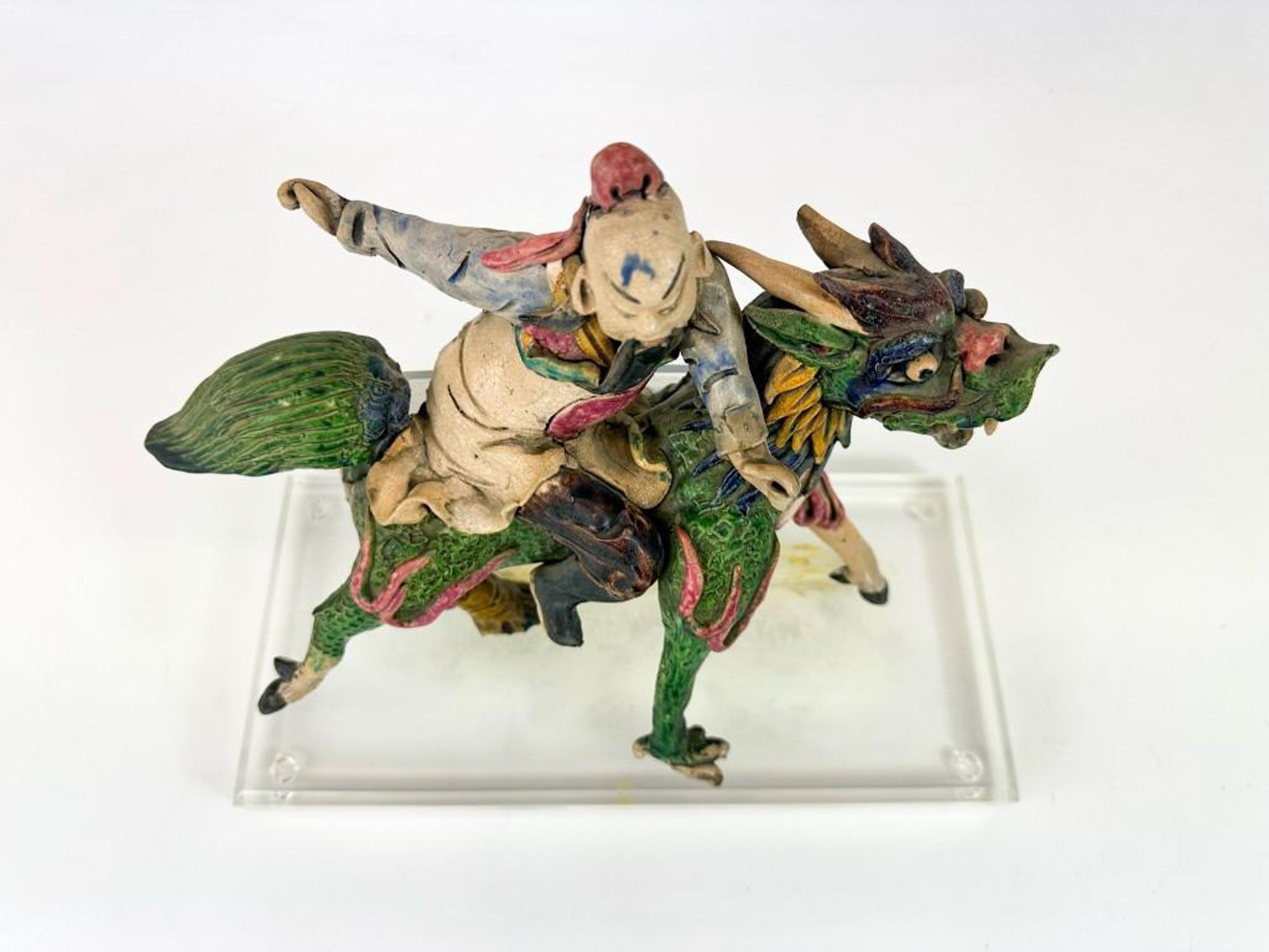 Chinese School | Chinese Roof Tile Man on Dragon | MutualArt