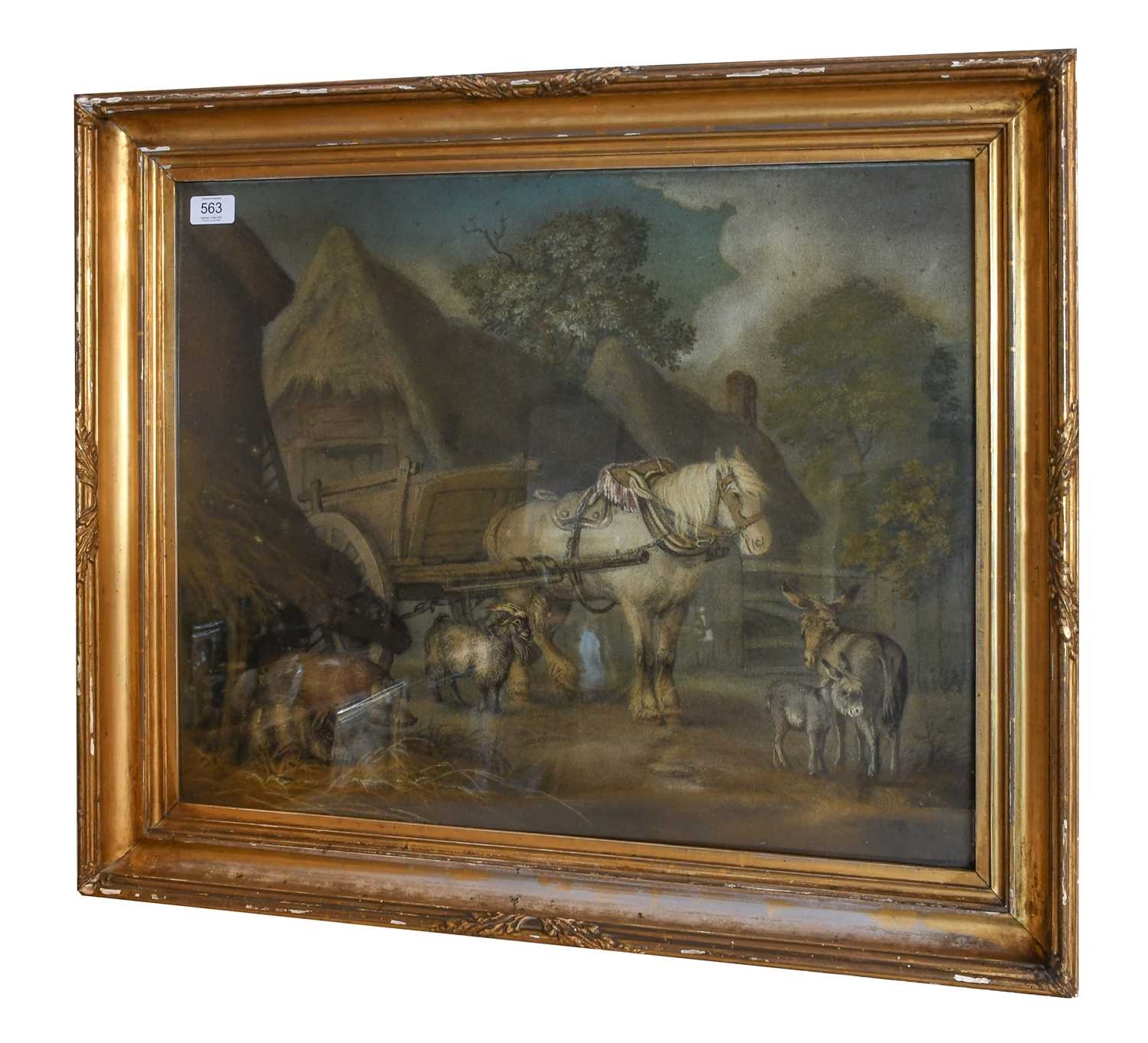 Benjamin Zobel | A horse and cart and various farm animals before a ...