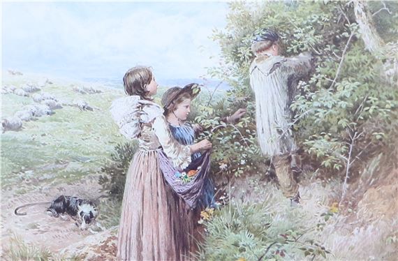 Myles Birket Foster | Children picking berries | MutualArt