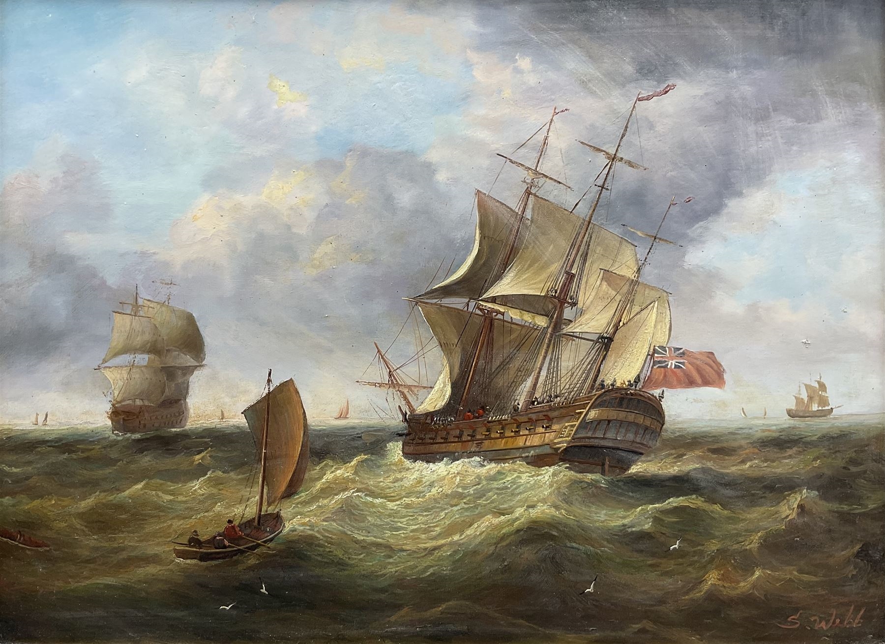 S Webb | British Ship of the Line at Full Sail | MutualArt