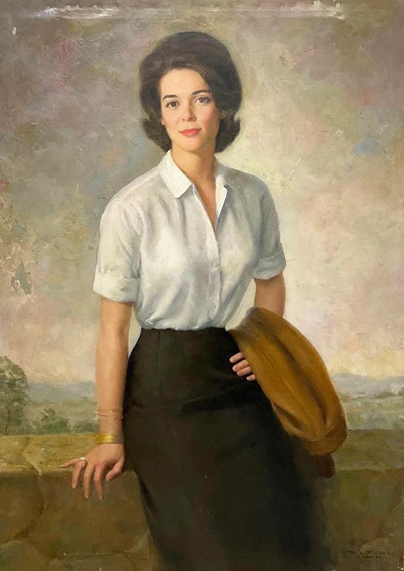 Felix de Cossio | Portrait of a lady in white shirt wearing a diamond ...