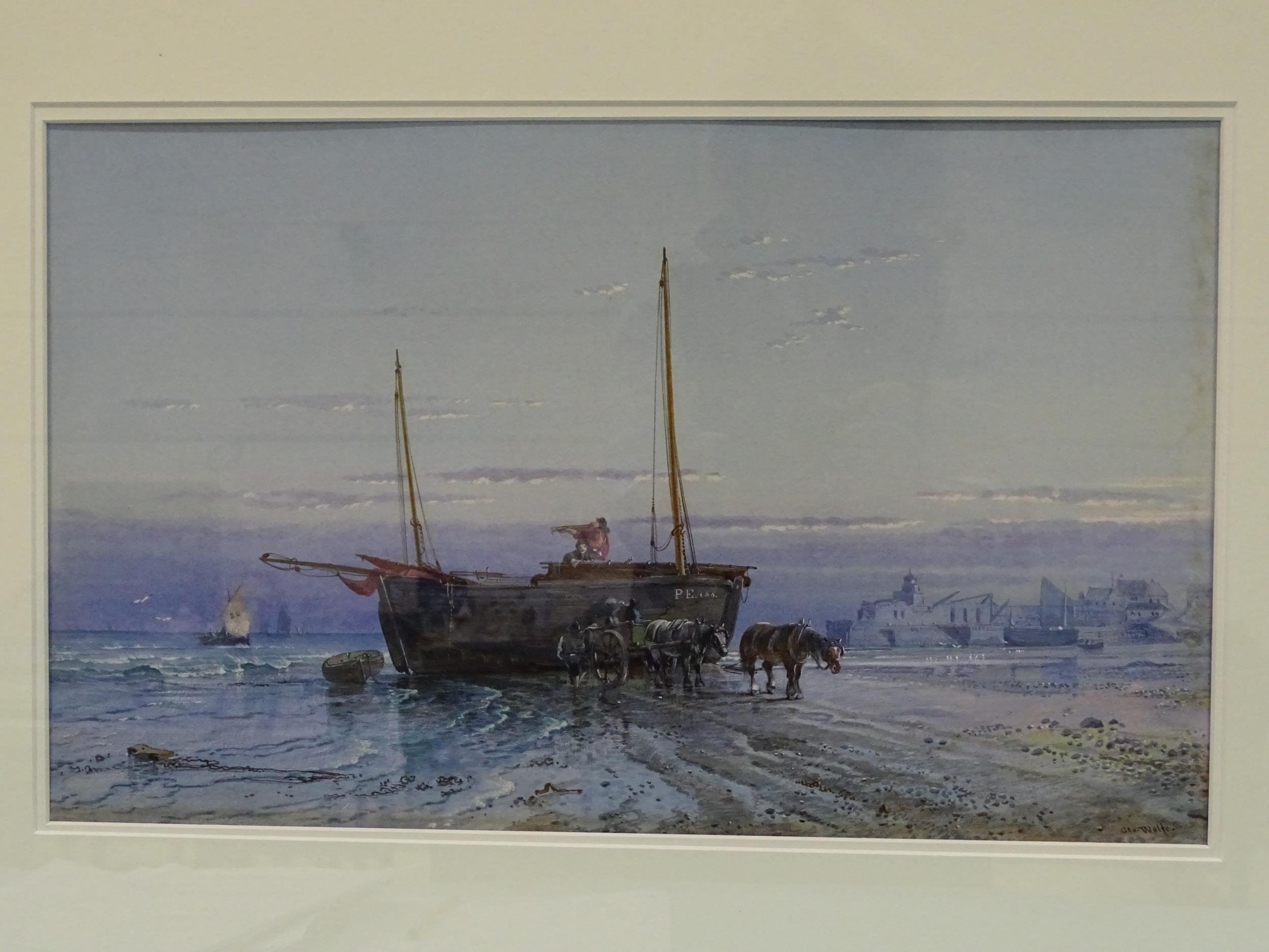 George Wolfe | BEACHED PENZANCE TRAWLER WITH FIGURES | MutualArt