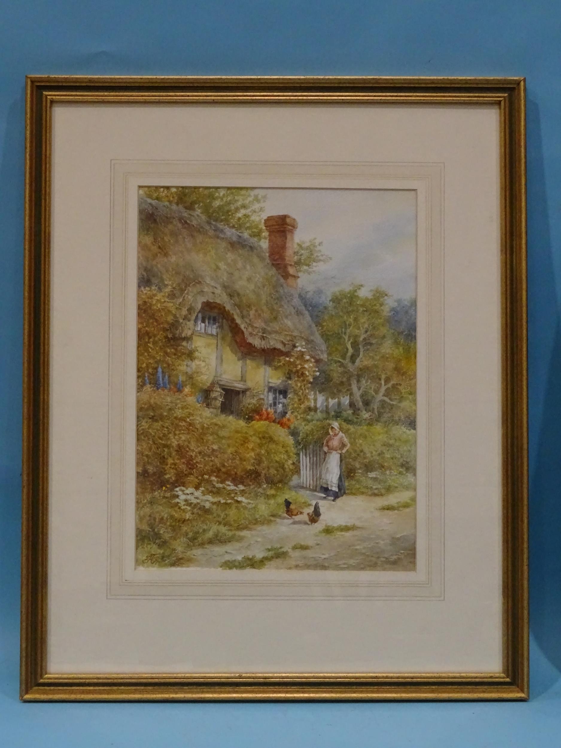 Edward Swan | FIGURE AND CHICKENS OUTSIDE A COTTAGE | MutualArt