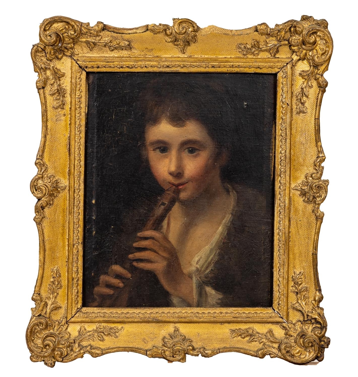 Jean-Baptiste Greuze | Portrait of a Young Girl playing a wooden ...