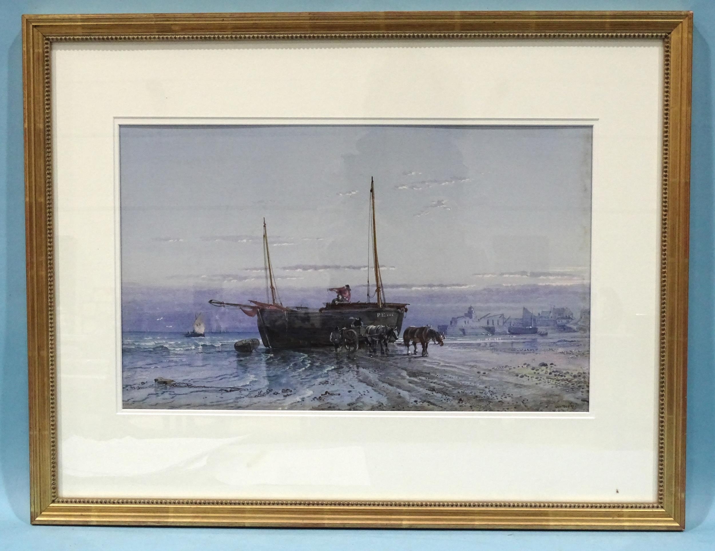 George Wolfe | BEACHED PENZANCE TRAWLER WITH FIGURES | MutualArt
