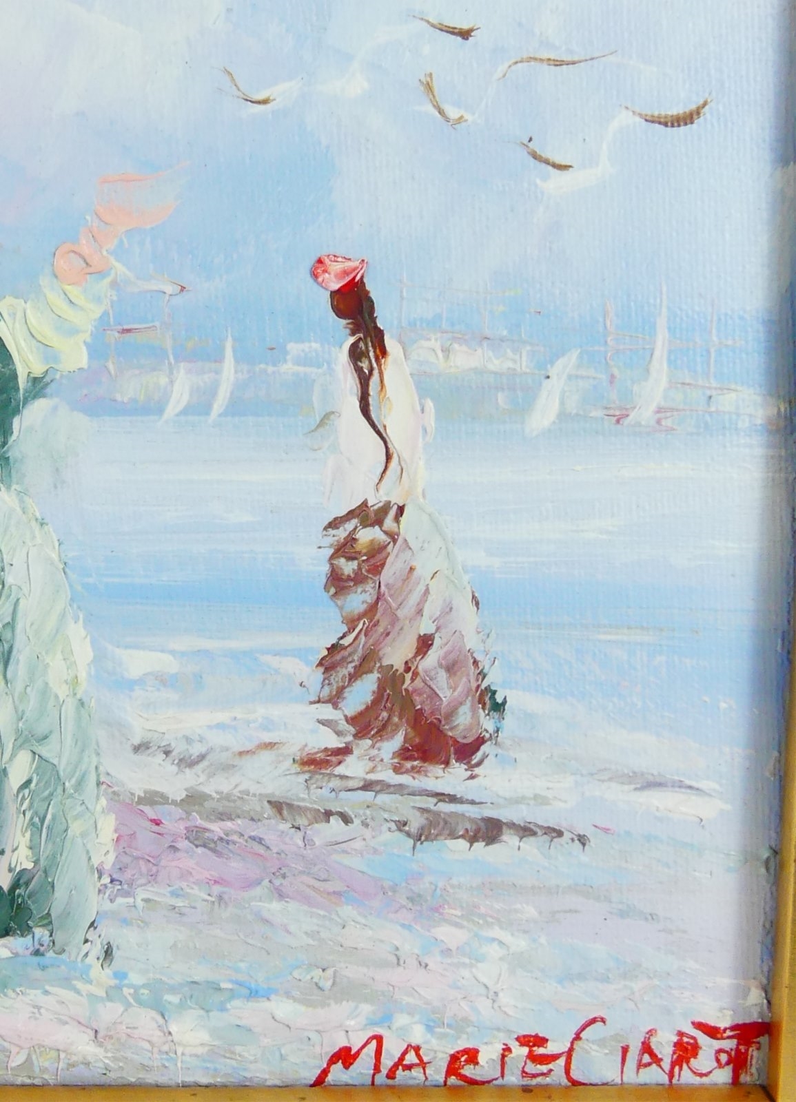 Marie Charlot | Three figures in a beach scene | MutualArt