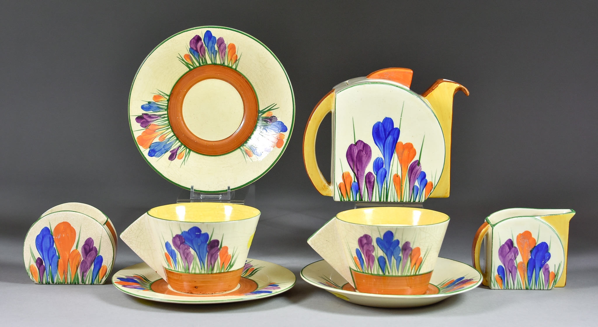 Clarice Cliff | A Clarice Cliff Bizarre Stamford Breakfast Service in ...