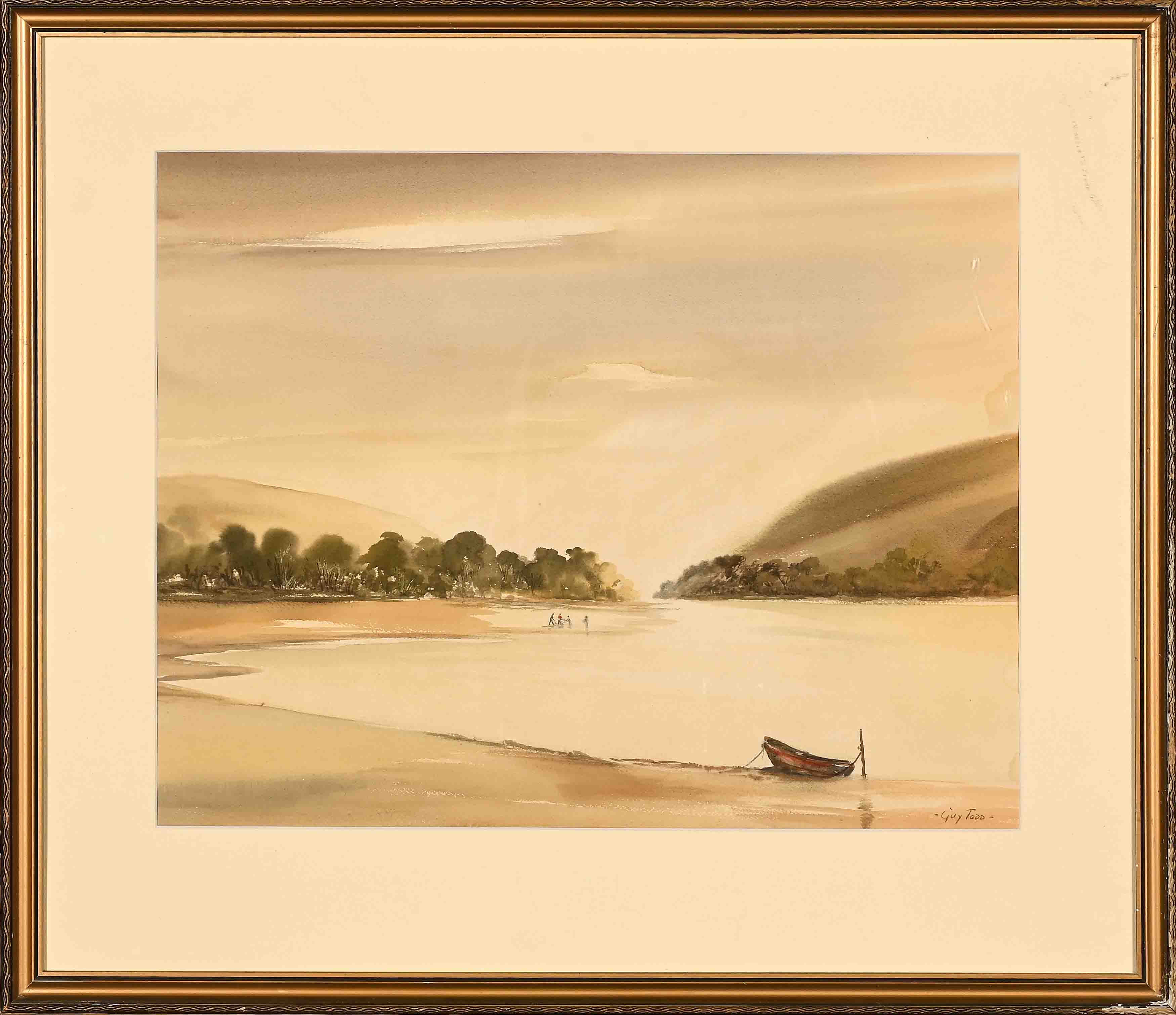 Guy Todd | Children Playing on a River Bank | MutualArt