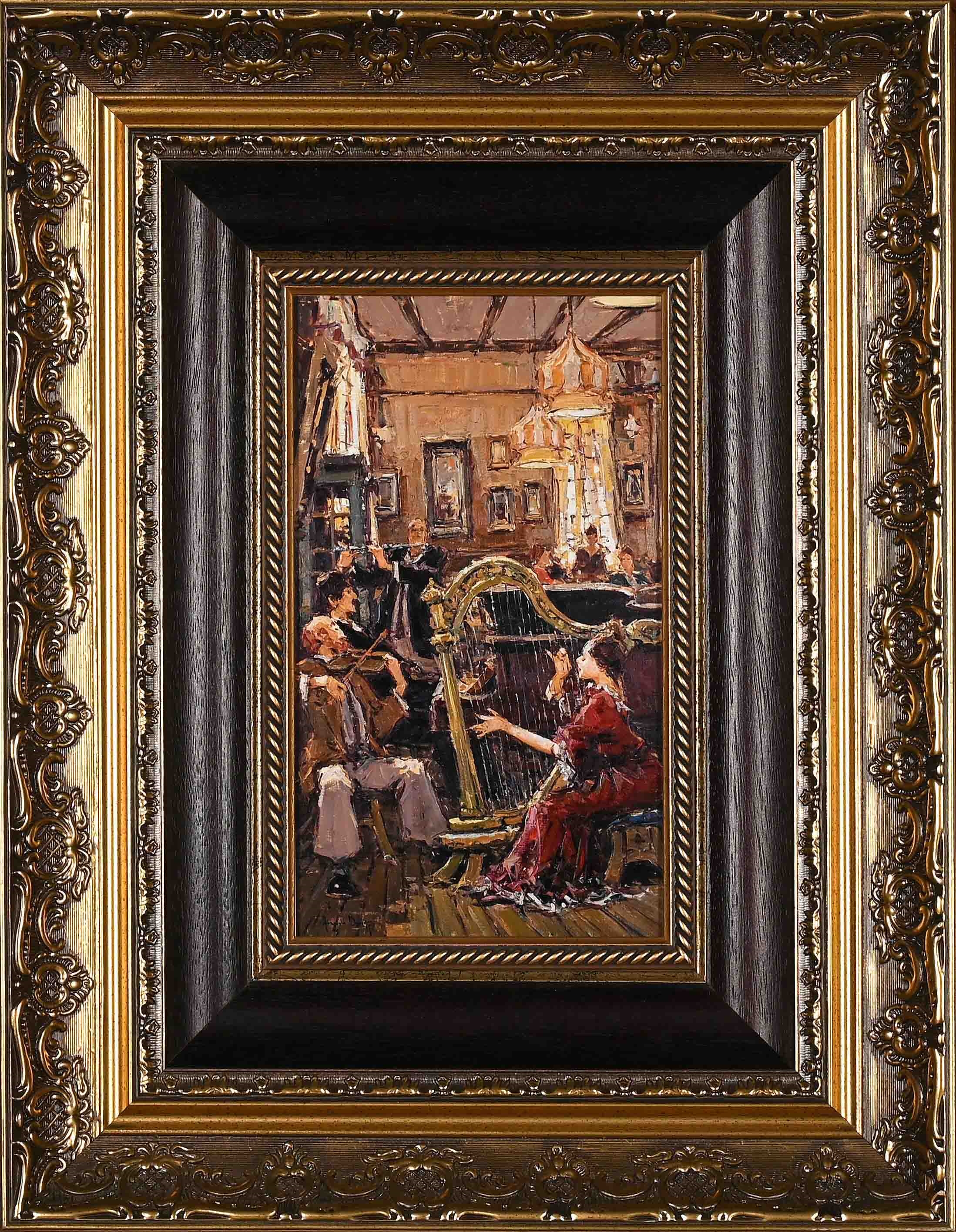Adriaan Hendrik Boshoff | Woman Playing a Harp with Orchestra | MutualArt