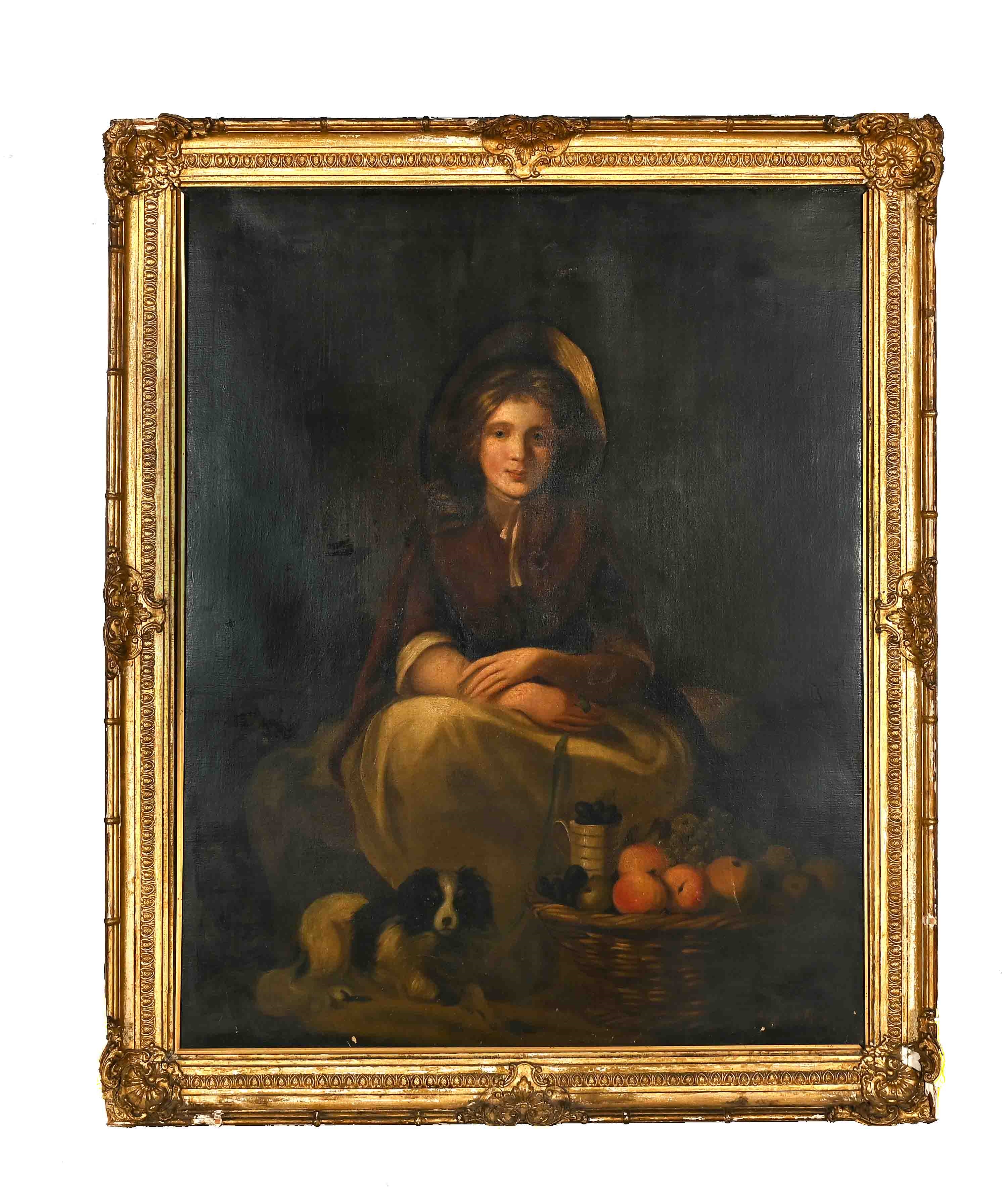 Angelica Kauffmann | Portrait of a Young Girl in Red Cloak with Puppy ...