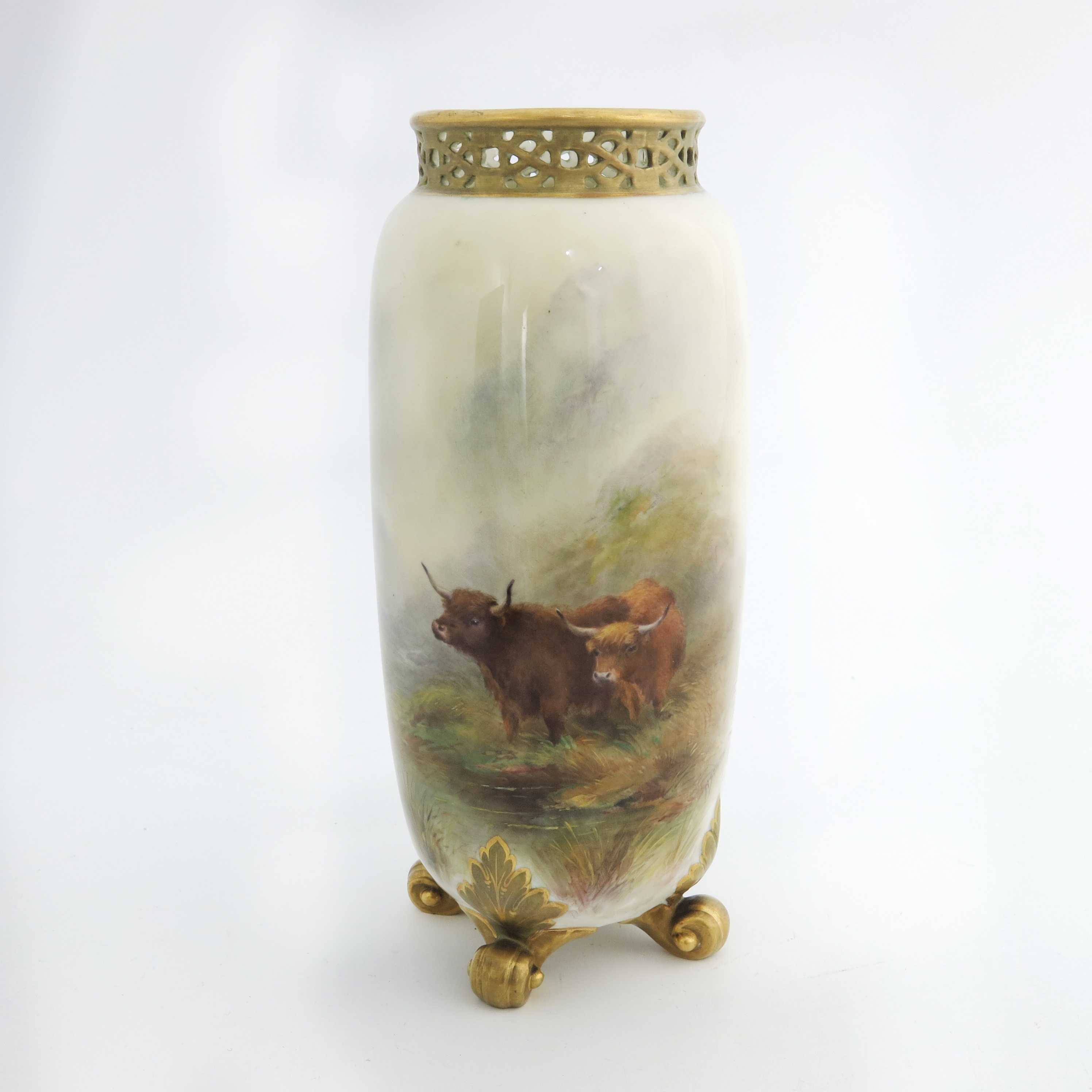 Harry Stinton | A highland cattle painted vase | MutualArt