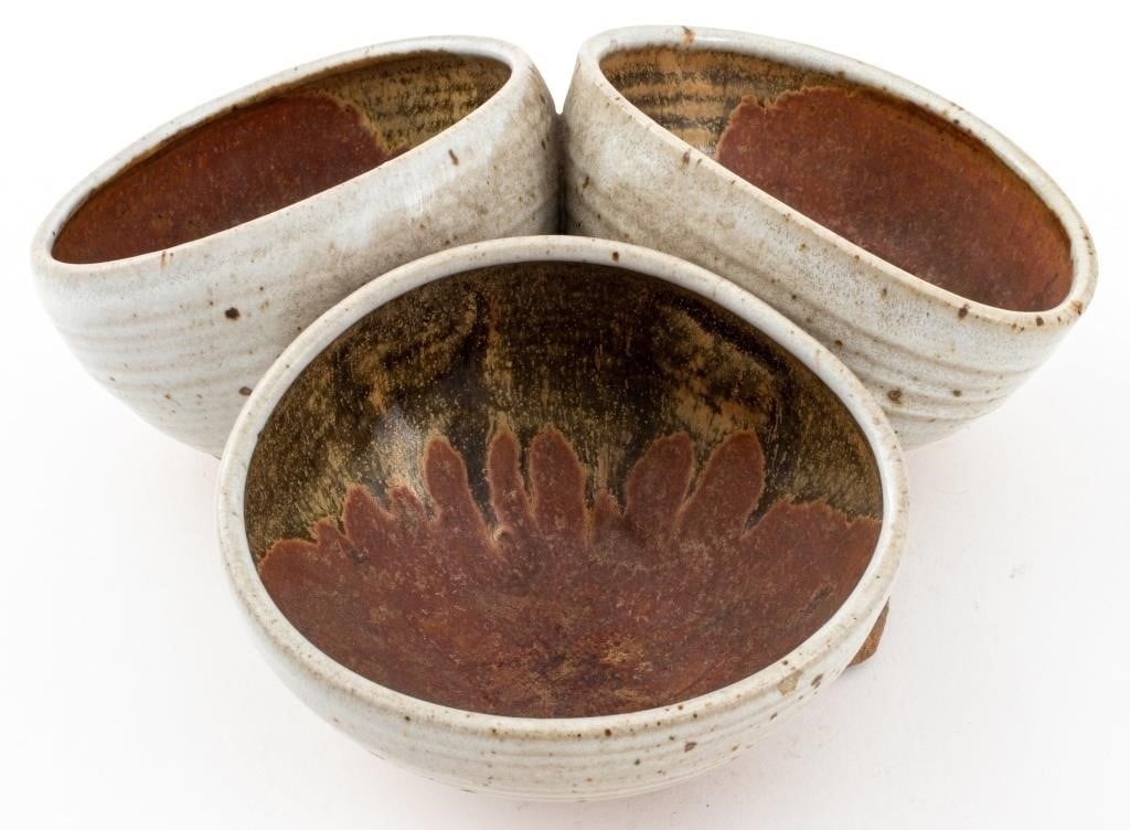 Karen Karnes | Three studio pottery lidded vessels | MutualArt
