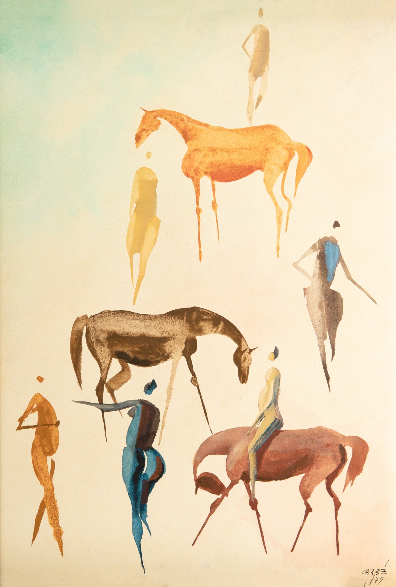 Carybé | Figuras com Cavalos (1979) | MutualArt
