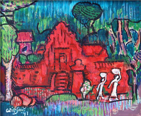 Arie Smit | Red Temple And Two Women (1997) | MutualArt