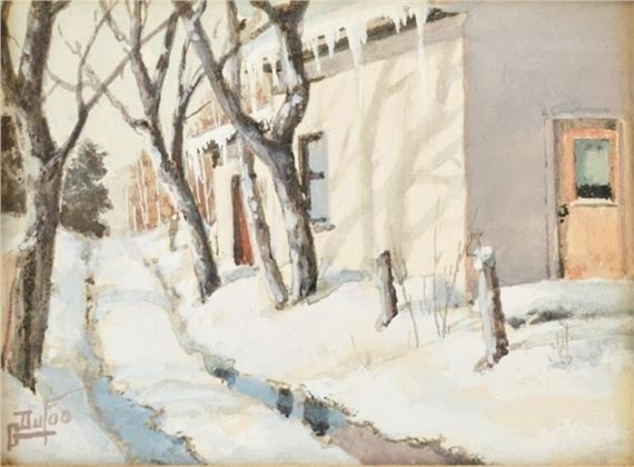 Gordon Dufoe | Tracks in the snow | MutualArt