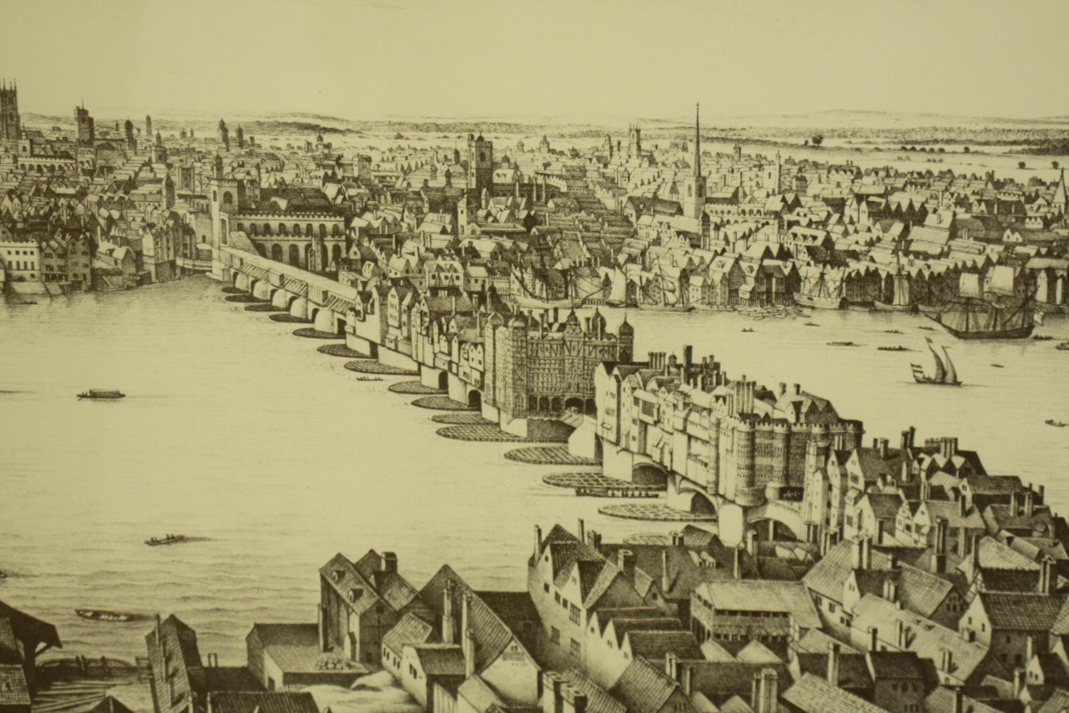 Samuel Buck | View of the West Side of London Bridge in 1749, View of ...