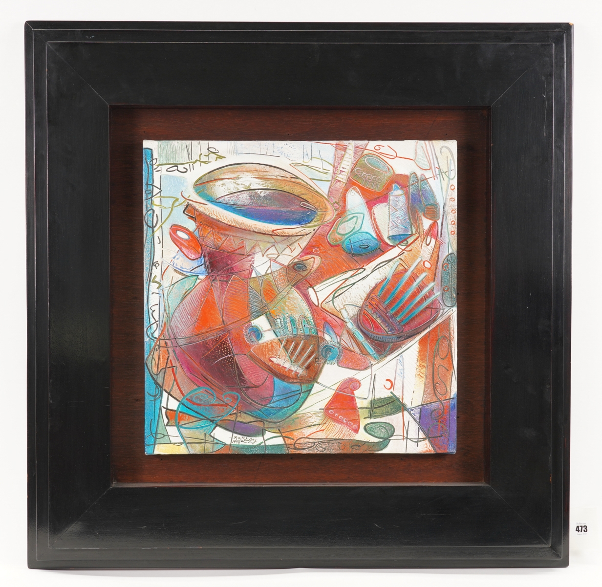 Robert Slingsby | Untitled, Abstract composition with reds and blues ...