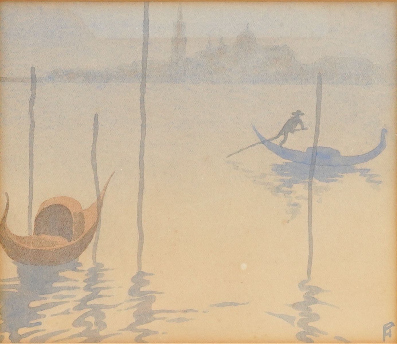 Percival Hall | A gondolier in the Venetian lagoon | MutualArt
