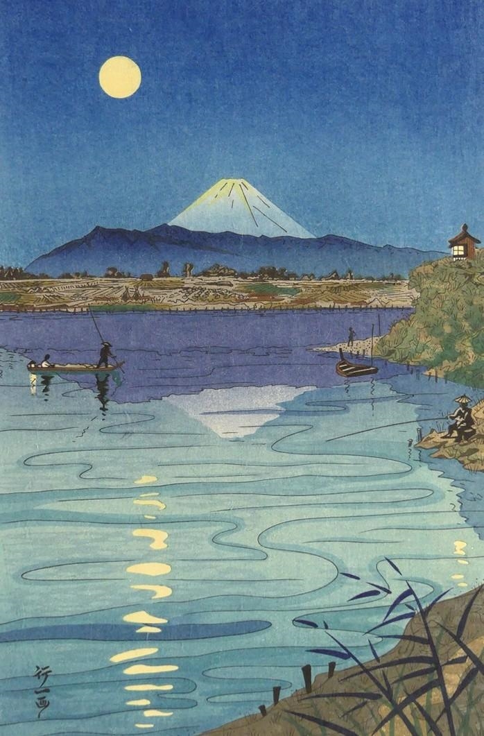 Koichi Okada | A full moon over Mount Fuji | MutualArt