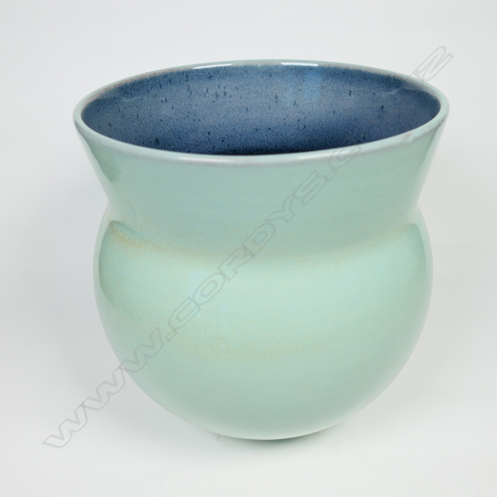 John Parker | John Parker pottery pale turquoise glazed vase | MutualArt