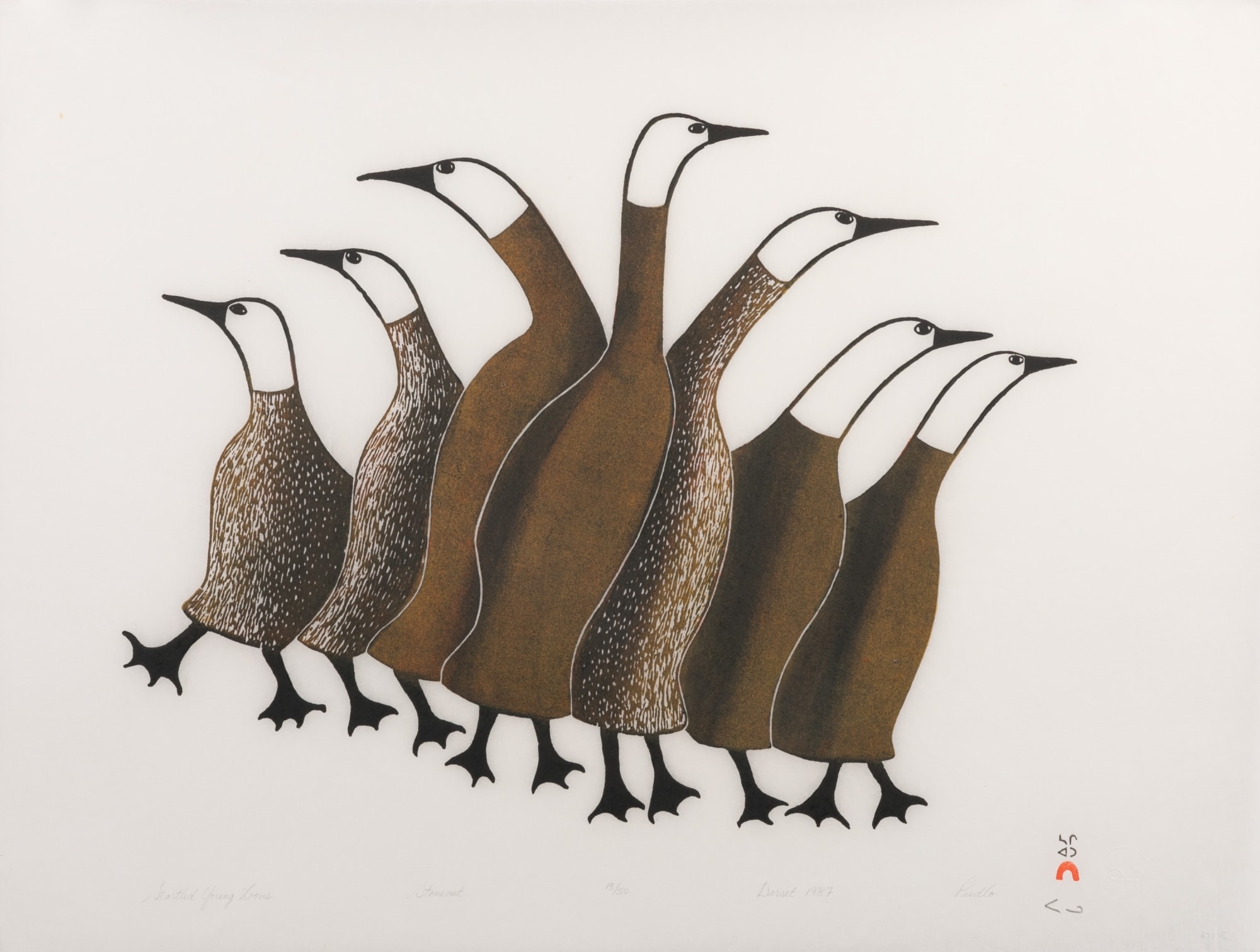 Pudlo Pudlat | Startled Young Loons (1987) | MutualArt