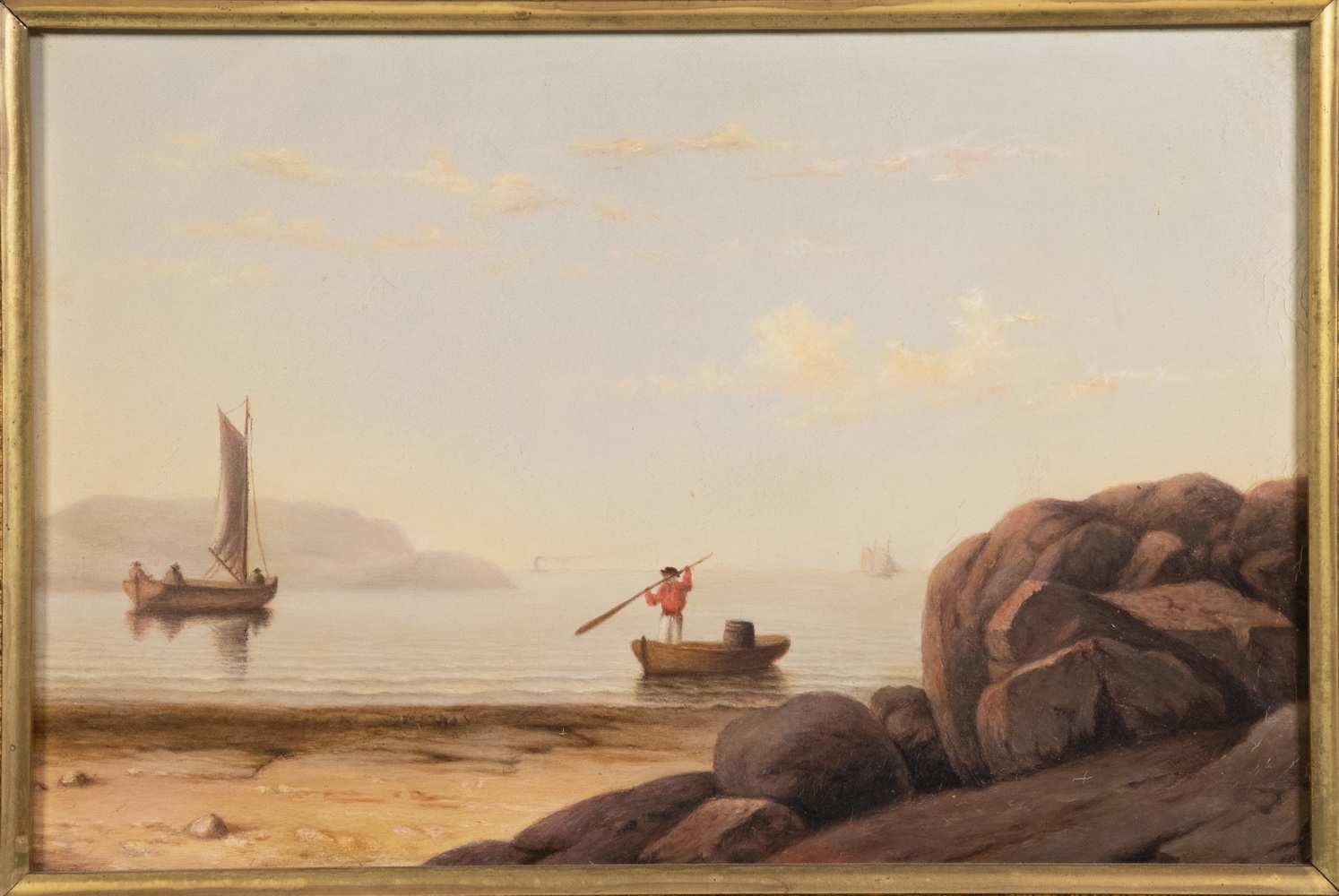 Fitz Henry Lane | Skiff and Cat Boat off Short Beach | MutualArt