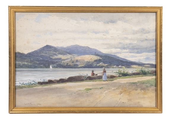 Samuel Peter Rolt Triscott | Figures on a Lakeside Road | MutualArt