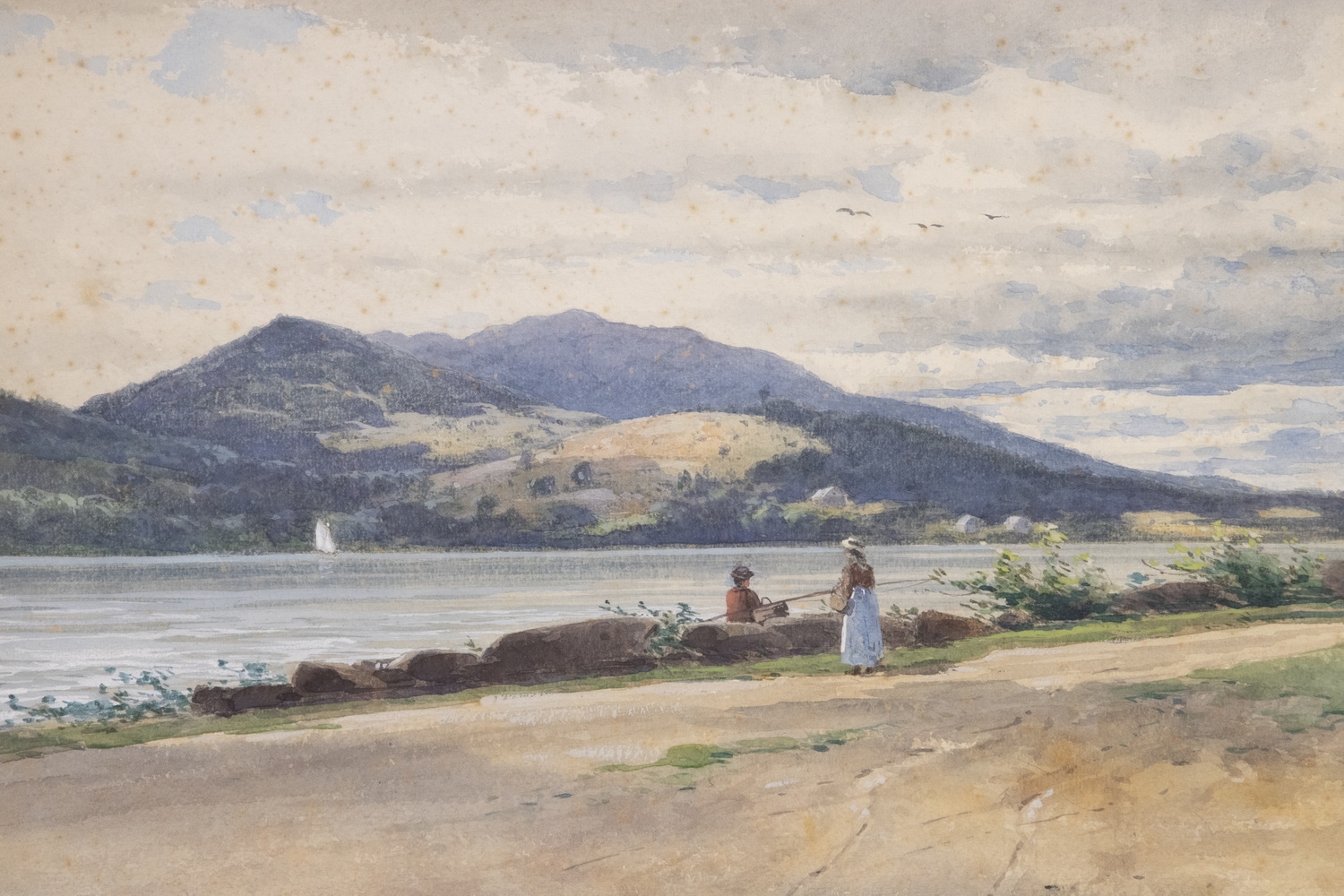 Samuel Peter Rolt Triscott | Figures on a Lakeside Road | MutualArt