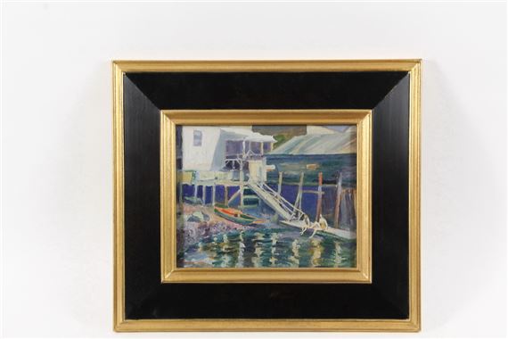 Henry Eugene Fritz | Depicts Swimmers on Dock at Boothbay Harbor (1921 ...