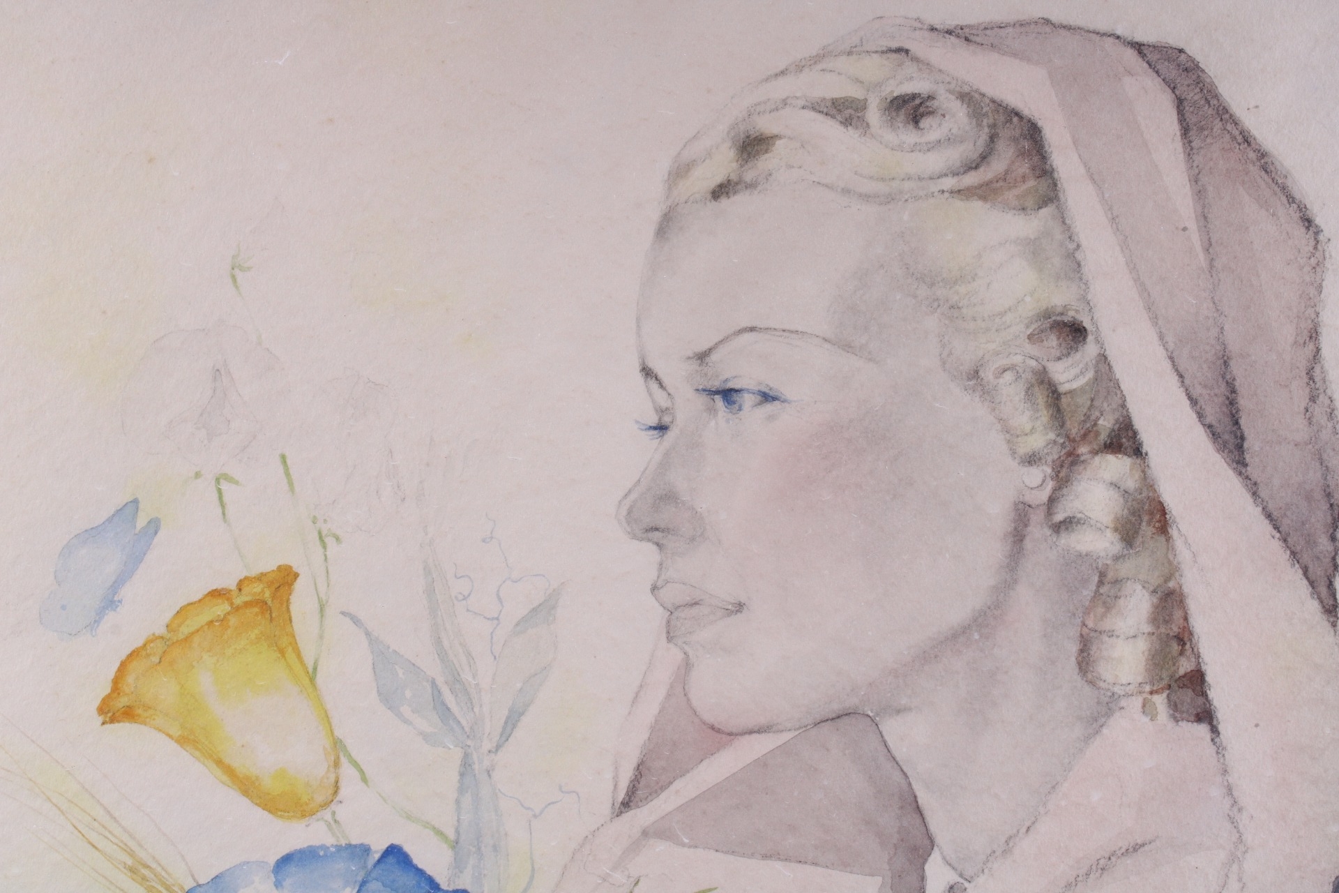 Jean-Adrien Mercier | Portrait de femme au bouquet de fleurs | MutualArt