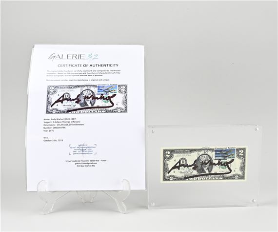 Andy Warhol | Andy Warhol. Gesigneerd 2 Dollar biljet. 1928 - 1987 ...